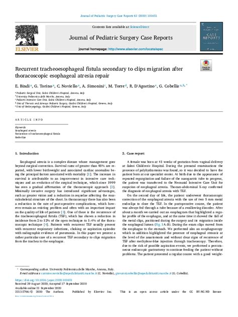 Pdf Recurrent Tracheoesophageal Fistula Secondary To Clips Migration