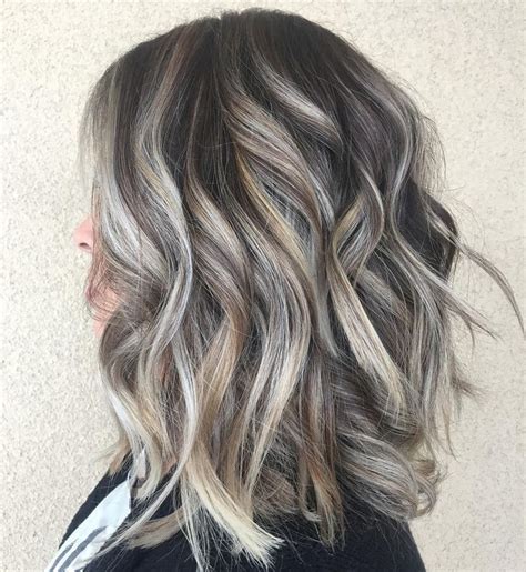 60 Ideas Of Gray And Silver Highlights On Brown Hair Dark Hair With