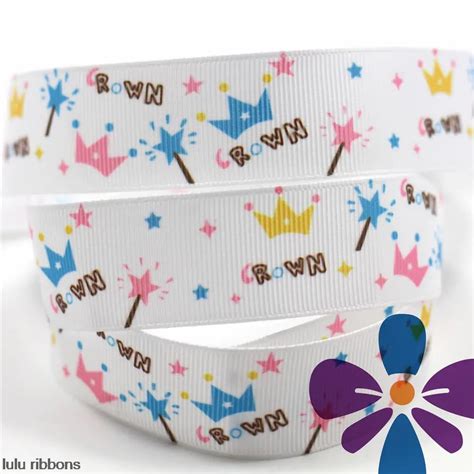6 75mm Crown Ribbon Princess Grosgrain Ribbon Printed Elastic Ribbon