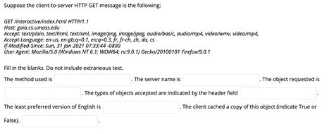 Solved Suppose The Client To Server Get Message Is The Chegg