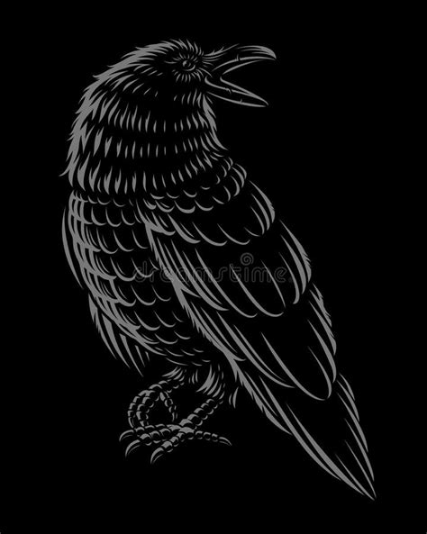 Ilustration Blanco Y Negro Del Vector Del Cuervo Ilustración del Vector Ilustración de perfil