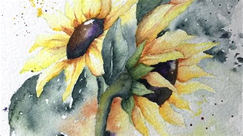 Watercolor Sunflowers Paint Along Tutorial YouTube