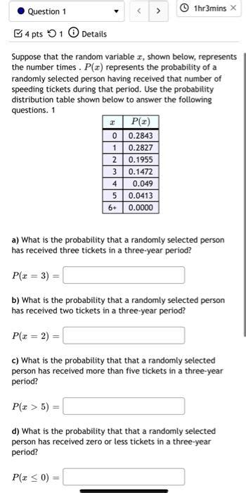 Solved 4 Pts 51 I Details Suppose That The Random