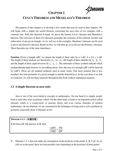 Ceva And Menelaus Theorem Pdf Triangle Euclidean Geometry