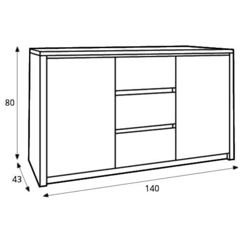 Komoda Montana 2 Vrata 3 Fioke 140x43x80 Tamni Hrast Emmezeta Webshop