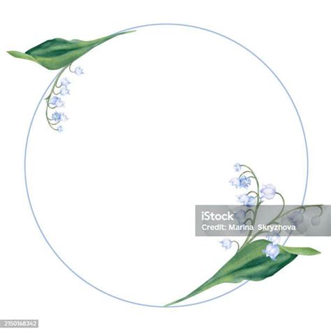 수채화 꽃 봄 앵초 계곡의 백합 화환 액자 초대장용 공란 엽서 일러스트는 손으로 그린 것입니다 창 표시 디자인용 템플릿입니다 0명에 대한 스톡 벡터 아트 및 기타 이미지