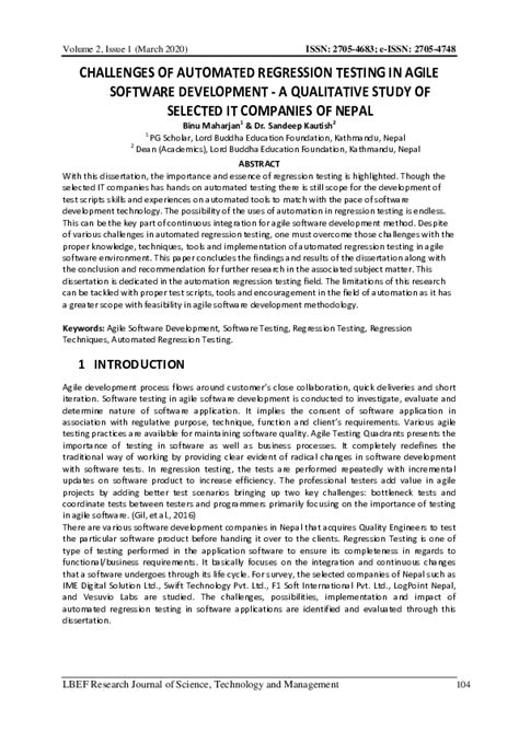 Pdf Challenges Of Automated Regression Testing In Agile Software