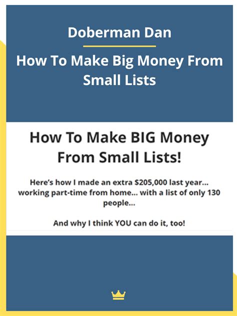 Doberman Dan How To Make Big Money From Small Lists Loadcourse