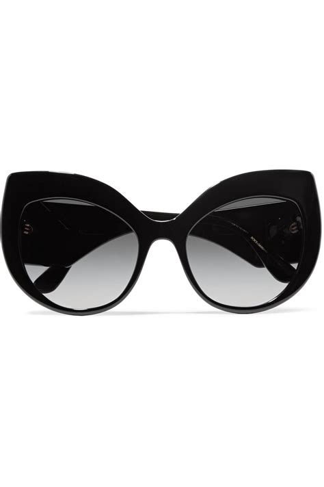 Dolce And Gabbana Crystal Embellished Cat Eye Acetate Sunglasses In Black