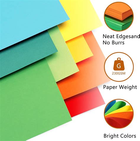 Cartulina De Colores 100 Hojas De Papel De Cartulina A4 Surtido 230