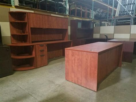 Used Cherry Straight Front Desk With Credenza And Hutch For Sale Buy