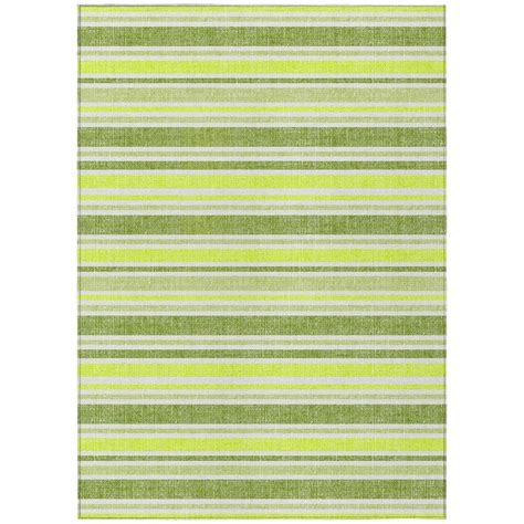 Homeroots Green And Yellow 3 Ft X 4 Ft Woven Striped Polyester