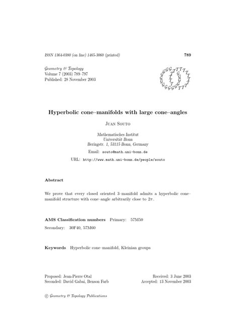 Hyperbolic Cones Pdf Manifold Hyperbolic Geometry
