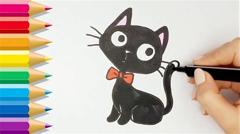 Dibuja un gato negro en 5 pasos tutorial de dibujo fácil y rápido