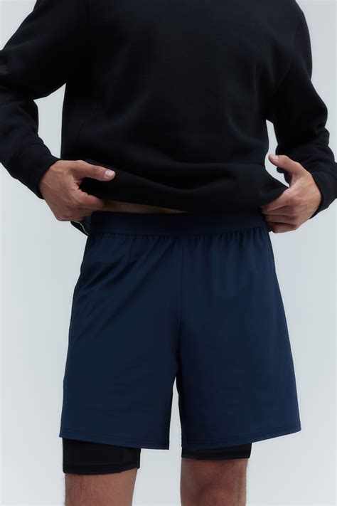 Mid Length 2 In 1 Sports Shorts With Drymove™ Dark Blue Men Handm Us