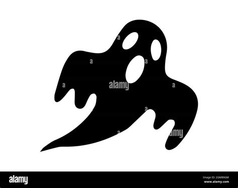 Scary Ghost Silhouette Black Isolated Icon Spooky Symbol For Halloween