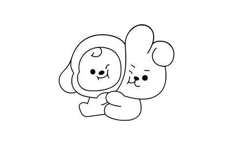 Gambar Mewarnai Chimmy Dan Cooky Berpelukan Ayo Mewarnai