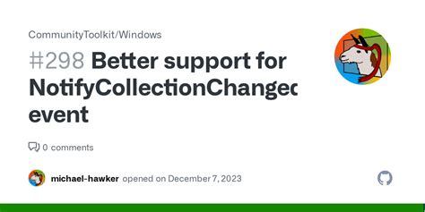 Better Support For NotifyCollectionChanged Event Issue CommunityToolkit Windows GitHub