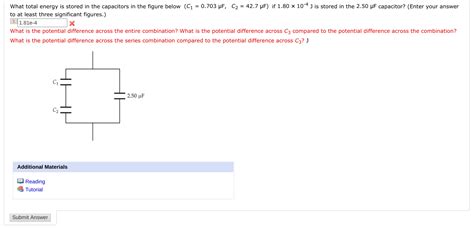 Solved What Total Energy Is Stored In The Capacitors In The Chegg