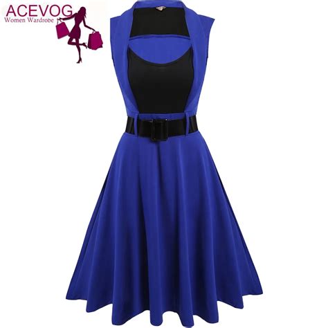 Buy Acevog 2018 Summer Patchwork Pleated Dress Women