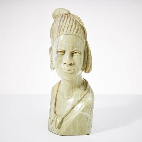 BARNABAS FOMBE Sydafrika 1900 Tal Skulptur Kvinna Byst Sten