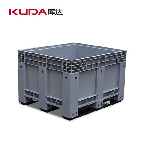 库达1210b封闭卡板箱灰色全新料大型箱式塑料托盘周转箱塑料卡板虎窝淘