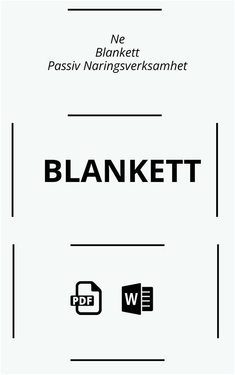 Ne Blankett Passiv Näringsverksamhet