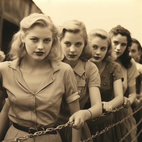 Premium Ai Image Beautiful Girls Hostages Captives Slaves In Shackles And Chains Work As