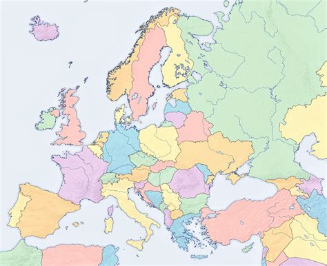 Mapa De Europa Político Y Físico Mudo Y Con Nombres Países