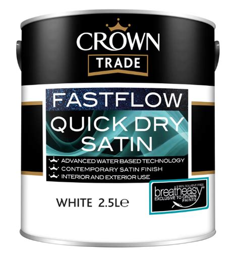 Crown Trade Fastflow Quick Dry Satin Paint 25l White Pika Tools