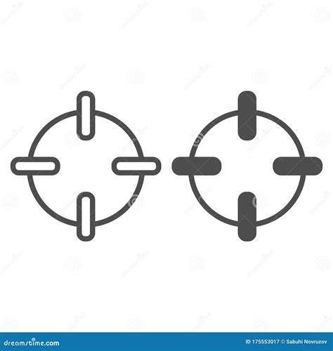 Target Line And Solid Icon Aim In Focus Crosshair Symbol Outline