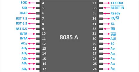 Microprocessor 8085 Pinout Diagram And Pin Description Etechnog