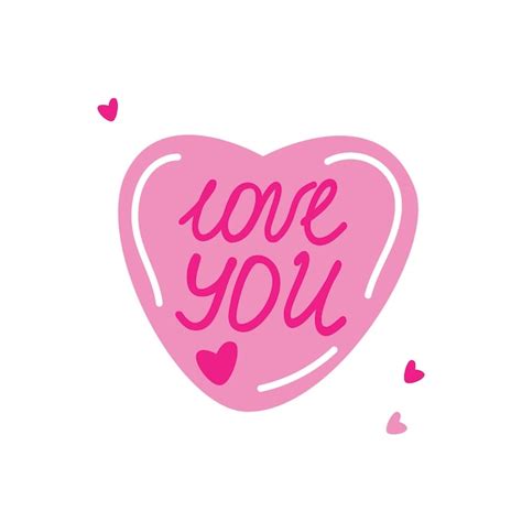 Premium Vector Groovy Love Sticker Love You Lettering In Trendy Pink