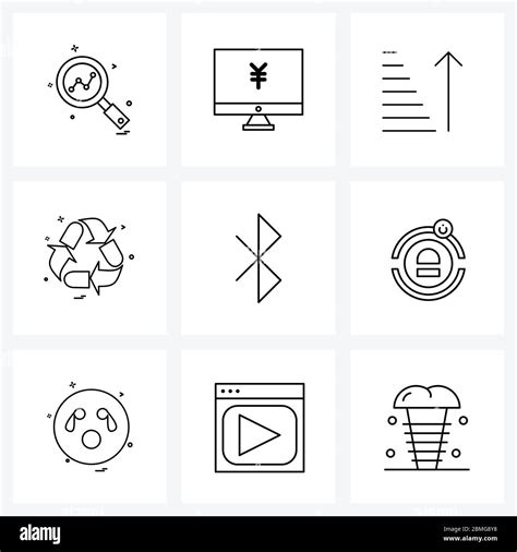 Modern Vector Line Illustration Of 9 Simple Line Icons Of Bluetooth