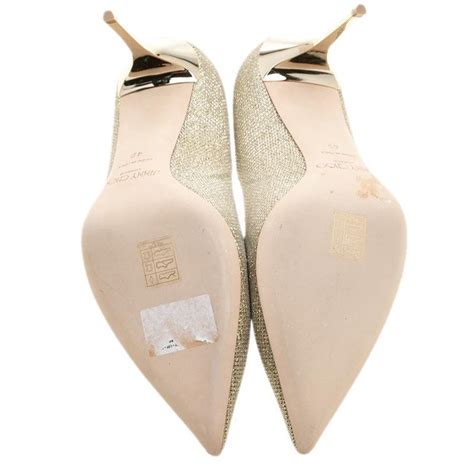 Jimmy Choo Metallic Gold Lamè Glitter Fabric Mamey Crystal Embellished