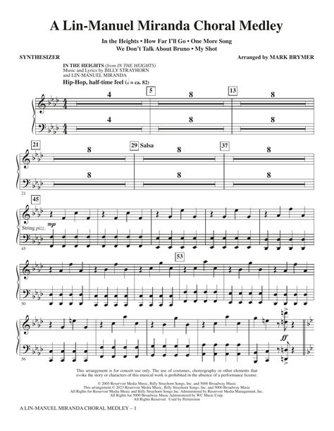 A Lin Manuel Miranda Choral Medley Arr Mark Brymer Synthesizer
