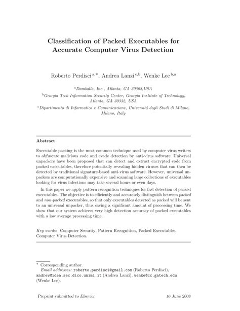 classification of packed executables for accurate computer virus docslib