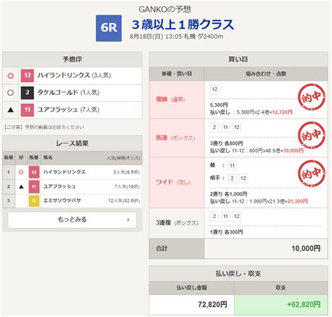 824の中央競馬予想札幌・新潟・中京競馬│【競馬予想ai指数ganko】地方競馬・南関東予想ブログ