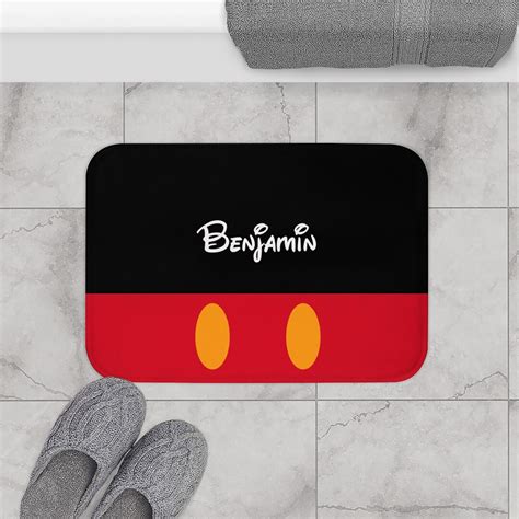Custom Mickey Mouse Bath Mat Mickey Bathroom Decor Personalized Bath