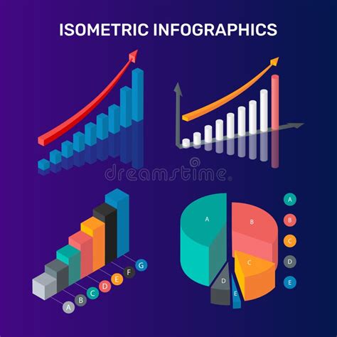 Business Statistic Digital Infographic Charts Modern Isometric Info Graph Stock Illustration