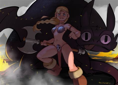 Rule 34 1girls P Astrid Hofferson Axe Barbarian Blonde Hair Blue