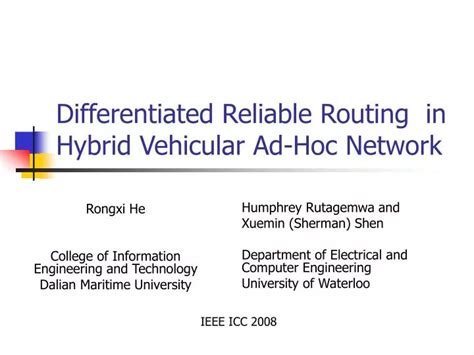 Ppt Differentiated Reliable Routing In Hybrid Vehicular Ad Hoc
