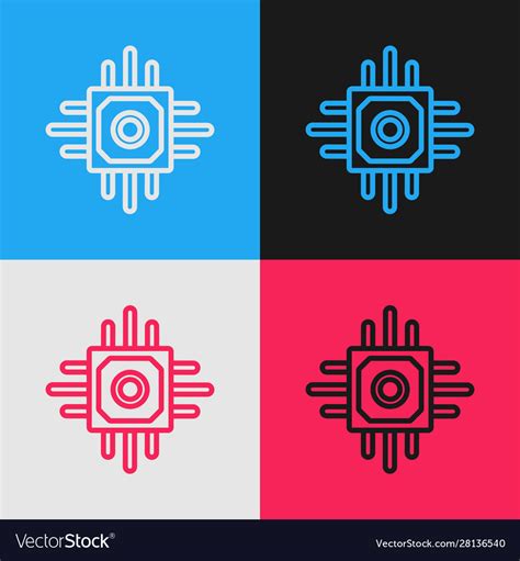 Color Line Processor Icon Isolated On Royalty Free Vector