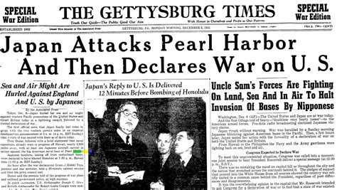 Momentos Del Pasado Titulares De Periódicos Del Ataque A Pearl Harbor