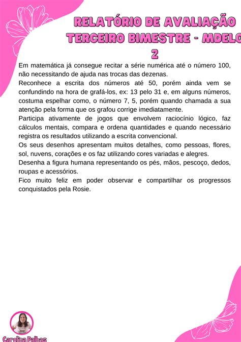 Modelo De Relatório Individual De Avaliação Educação Infantil Professor