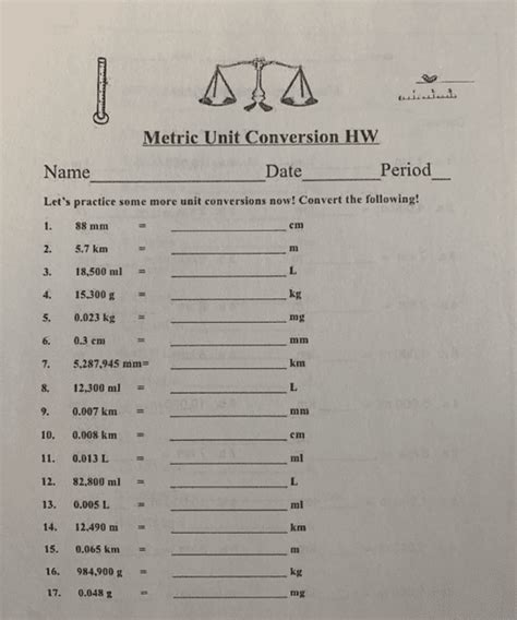 Conversion Practice Worksheet Unit Conversion Practice Worksheet Education Com Metric