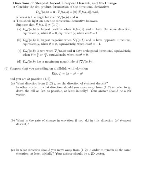 Solved Directions Of Steepest Ascent Steepest Descent And Chegg