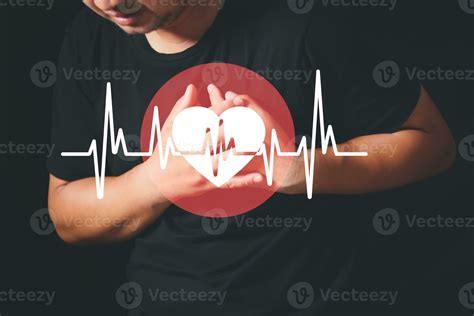 Man Clutching His Chest From Acute Pain Severe Heartache Man