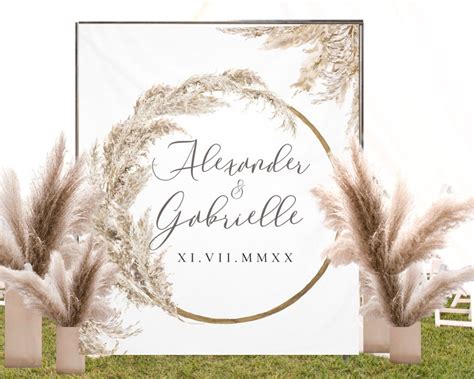 Pampas Grass Boho Backdrop Wedding Backdrops Photo Booth Backdrop Pampas Grass Wedding