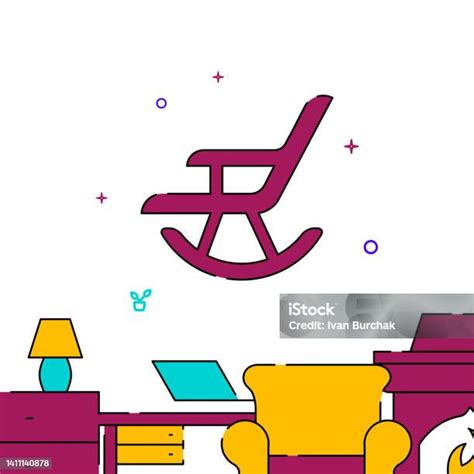 흔들 의자 채워진 선 아이콘 간단한 벡터 일러스트 레이 션 0명에 대한 스톡 벡터 아트 및 기타 이미지 0명 가구 가득